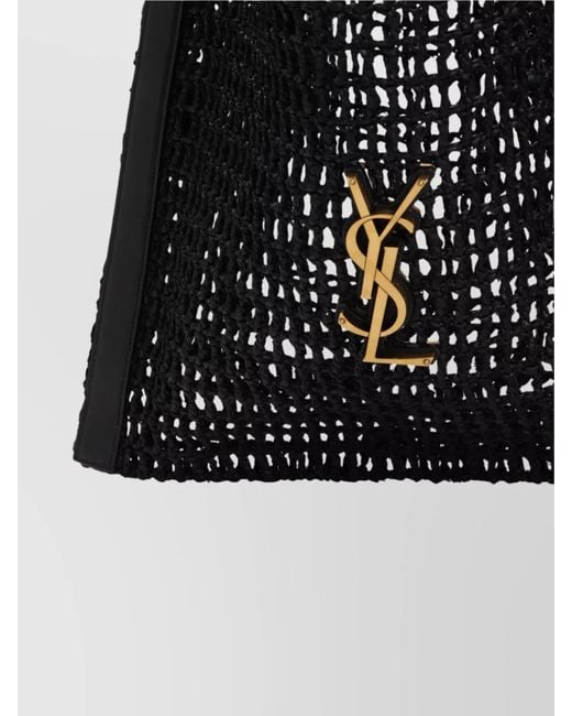 Saint Laurent Ysl Rafia Shoulder Bag in White for Men | Lyst UK