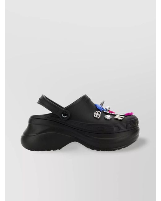 Balenciaga Rubber X Crocsâ„ Mules With Embellished Platform in Black | Lyst