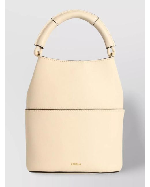 Furla Mini Bucket Bag 'Sfera' Structured Shape in Natural | Lyst