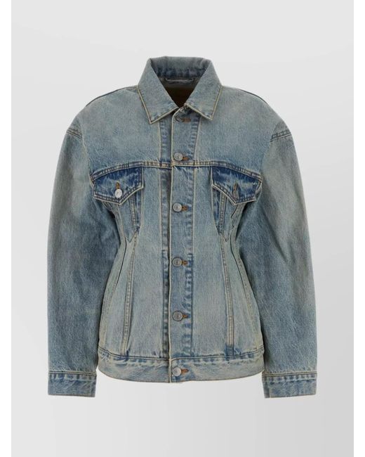 Balenciaga Denim Jacket With Adjustable Waist Tabs in Blue | Lyst