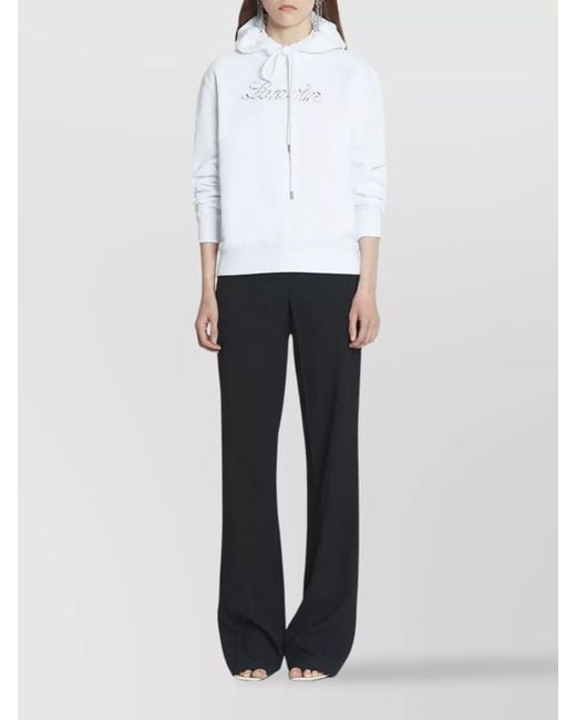 Lanvin Embroidered Handwritten Logo Hoodie in White | Lyst UK