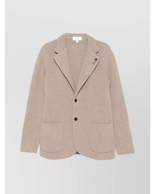 Lardini Textured Long Sleeve Jacket With Lapel Pin in Natural for Men ...