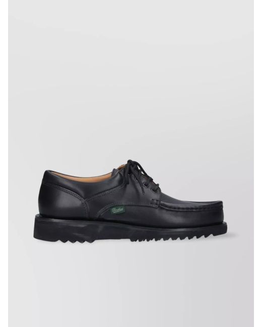 Paraboot Round Toe Leather Brogues With Stitch Detailing in Black for ...
