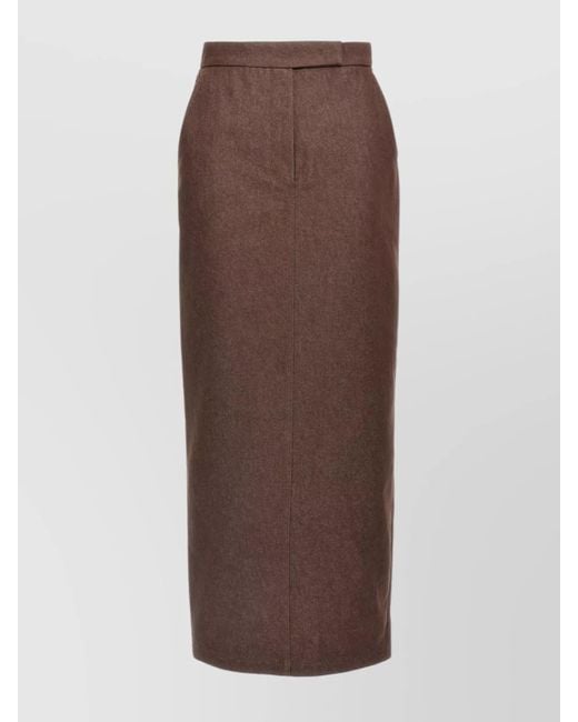 Max Mara High-Waisted Skirt With Back Slit And Pockets in Brown | Lyst