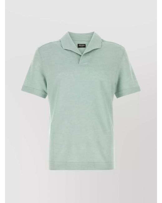 ZEGNA Linen Polo Shirt Collar Ribbed Cuffs in Green for Men | Lyst