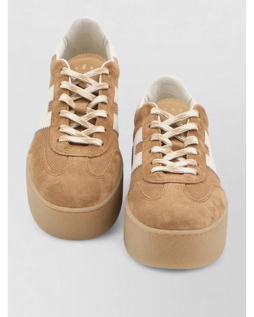 Hogan Cool Platform Suede Leather Sneakers in Natural | Lyst UK