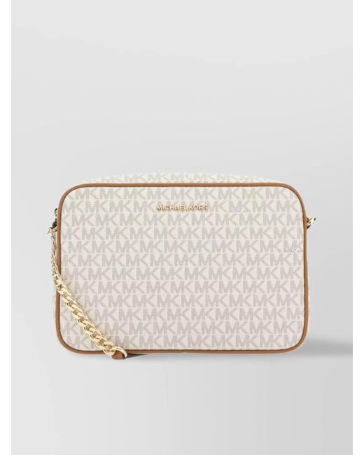 Michael Kors Large Canvas Jet Set Crossbody Bag in Natural | Lyst