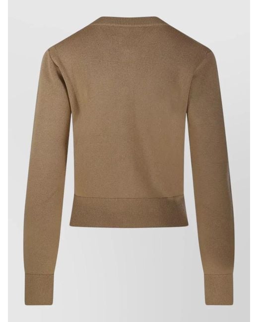 Ami Paris Merino Knit Cardigan Round Crew Neck in Natural | Lyst UK
