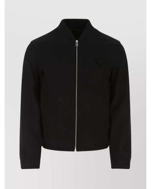 Prada Felt Jacket With Long Sleeves And Ribbed Finish in Black for Men ...