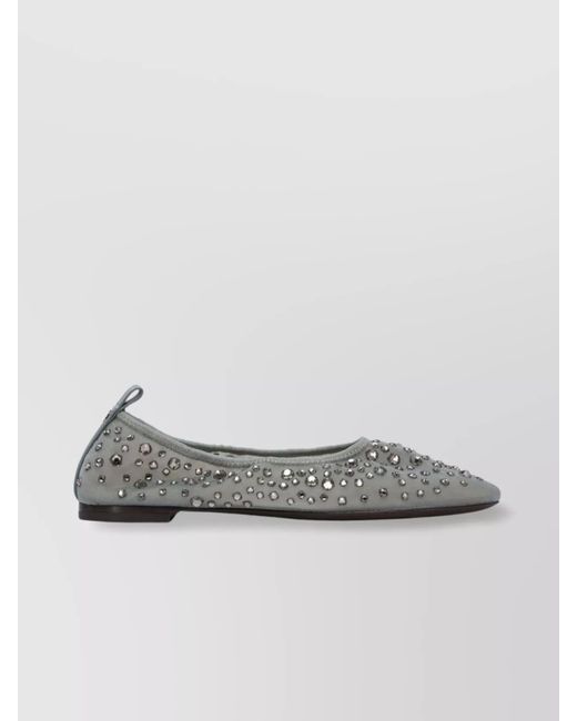 Tory Burch Studs Round Toe Ballerina Shoes Pull Tab in Gray | Lyst