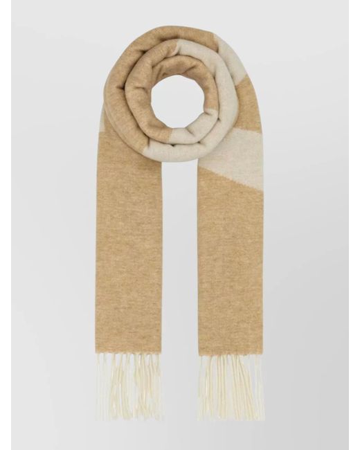 A.P.C. Wool Blend Malo Scarf With Fringe Detail in Natural | Lyst
