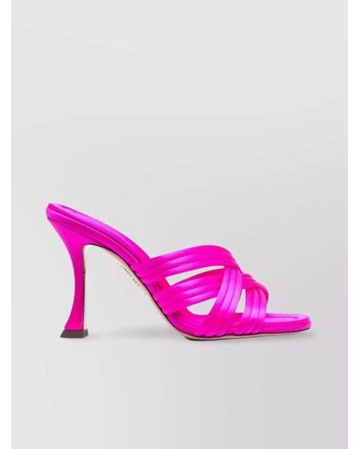 Aquazzura Heeled Satin Crossover Sandals in Pink | Lyst UK