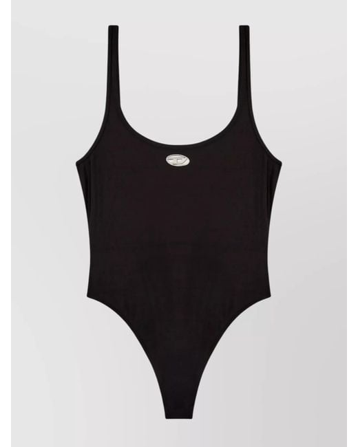 DIESEL High-Cut One-Piece Swimsuit Scoop Neckline in Black | Lyst