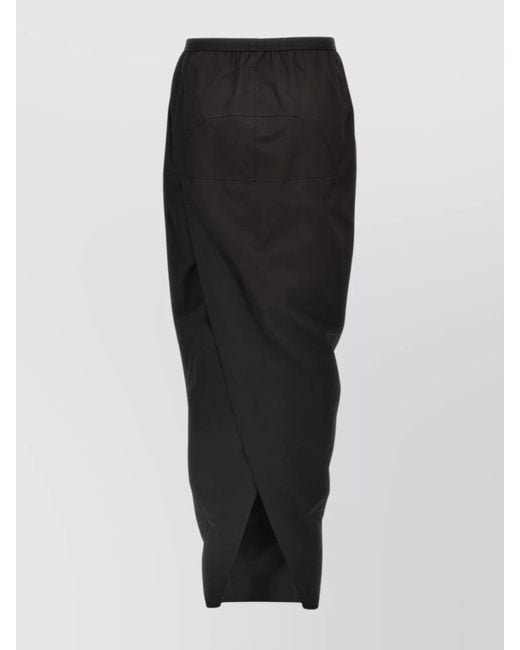 Rick Owens Long Skirt With Back Slit And Pockets in Black | Lyst