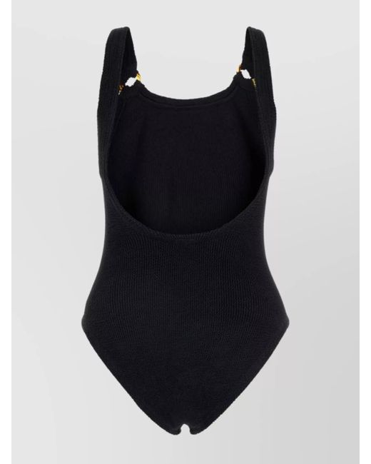 Hunza G Nylon Swimsuit With Scoop Neckline And High-Cut Leg in Black ...