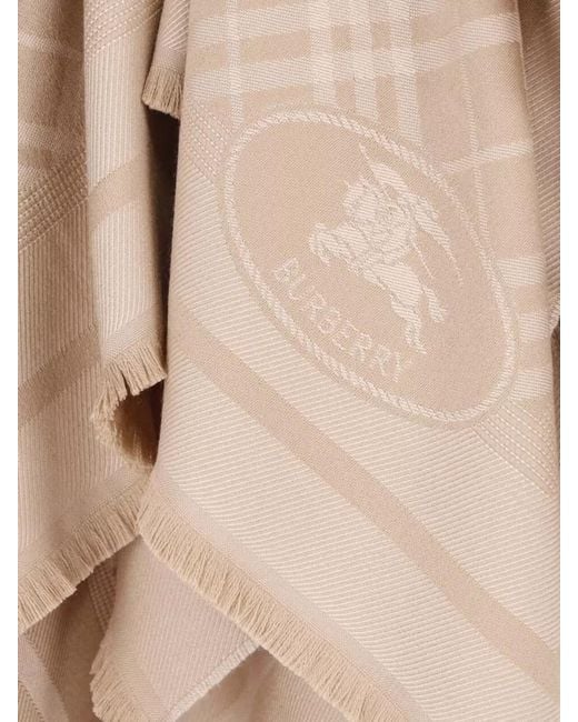 Burberry Check Pattern Knitwear Scarf Fringed Edges in Natural | Lyst UK