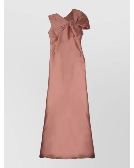 Alberta Ferretti One Shoulder Mikado Gown Floor Length Bow in Pink ...