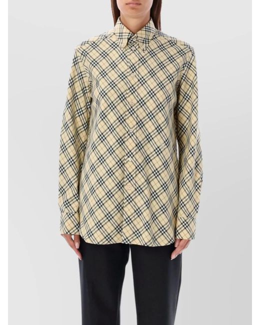 Burberry Oversized Check Shirt With Long Sleeves in Natural | Lyst