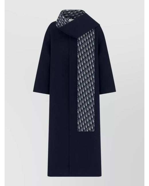 Dior Long Straight Coat Attached Scarf in Blue | Lyst UK