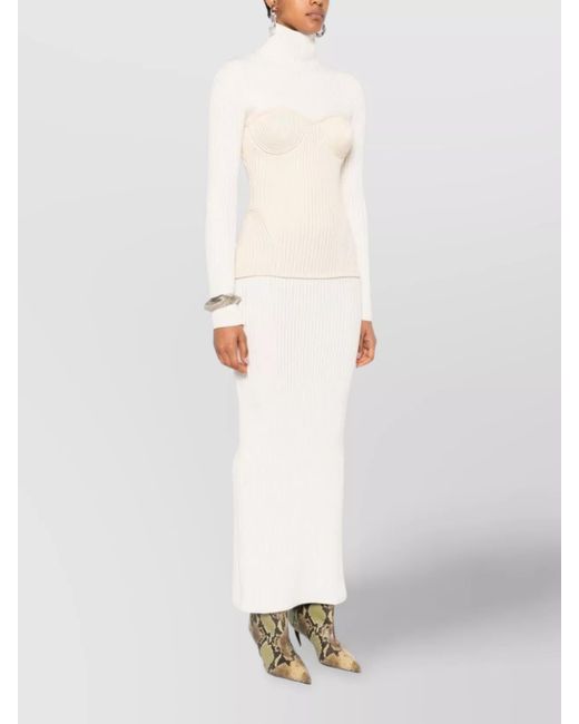 Jean Paul Gaultier Knee Length Dress Back Slit in White | Lyst UK