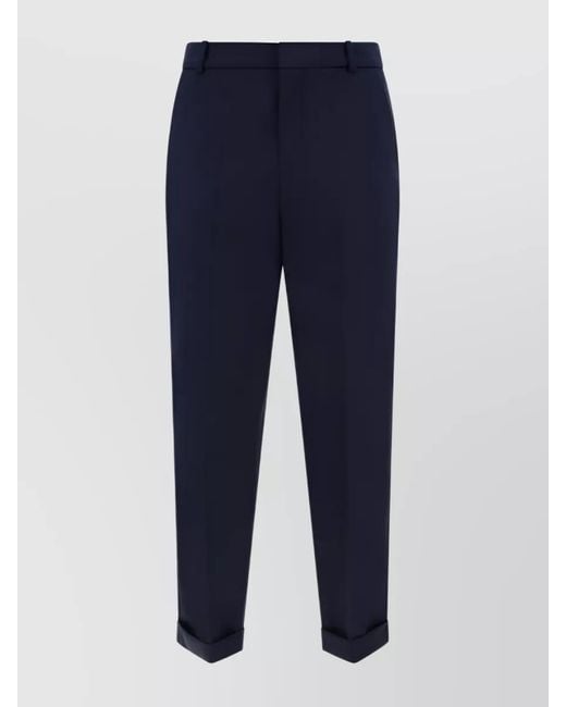 Balmain Cotton Wool Cropped Trousers in Blue for Men | Lyst UK
