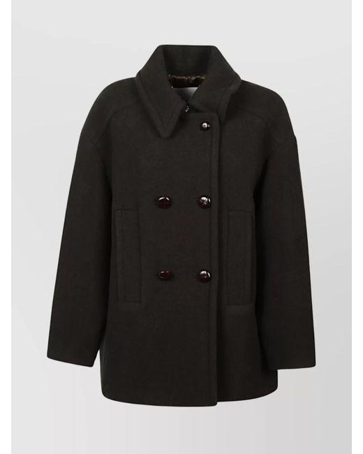 Isabel Marant Short Wool Coat Double-Breasted Design in Black | Lyst