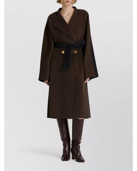 Alberta Ferretti Long Wrap Jacket Belted Waist Contrast Panels | Lyst UK