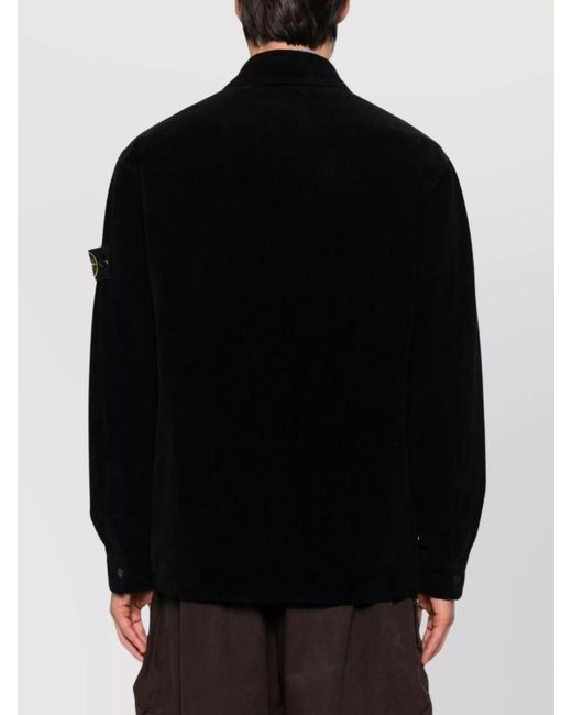 Stone Island Overshirt With Ribbed Texture And Pockets in Black for Men ...