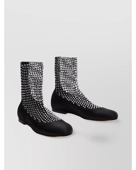 Rene Caovilla Galaxia 10 Strass Ankle Length Ballerina Shoes in White ...