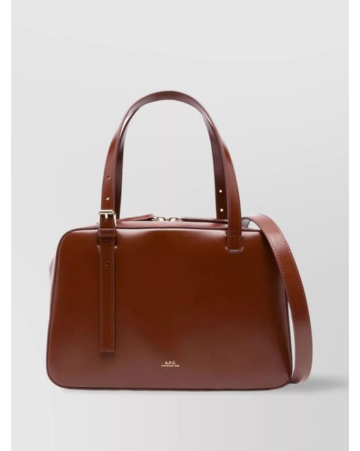 A.P.C. Virginie Box Bag Adjustable Strap in Brown | Lyst UK