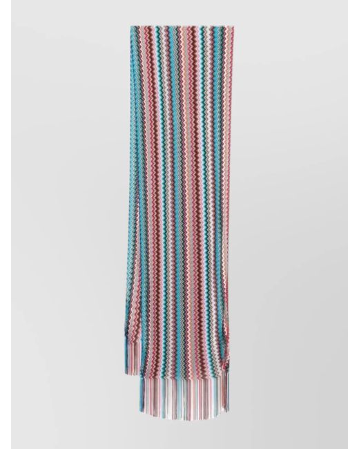Missoni Fringed Viscose Scarf Featuring Soft Texture in Blue | Lyst