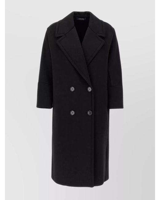 Max Mara 'Emma' Double-Breasted Long Coat With Notched Lapels in Black ...