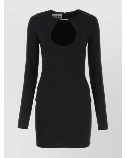 Miu Miu Fitted Keyhole Mini Dress in Black | Lyst