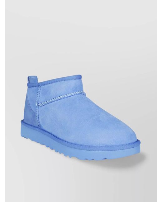 UGG Ultra Mini Ankle Boots With Stitch Detailing in Blue | Lyst