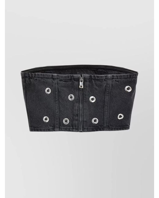 ROTATE BIRGER CHRISTENSEN Eyelet Strapless Denim Top in Black | Lyst UK