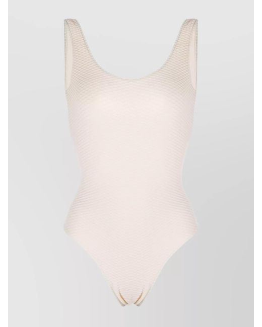 Anine Bing Jace Honeycomb Texture High Leg Swimsuit in White | Lyst