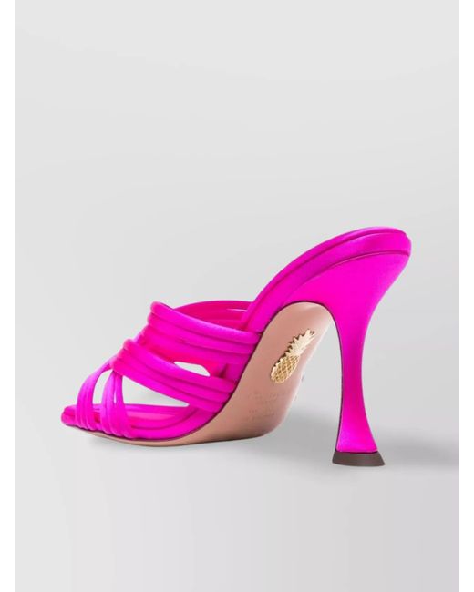 Aquazzura Heeled Satin Crossover Sandals in Pink | Lyst UK