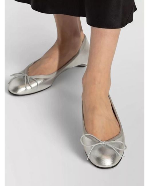 McQueen Ballet Flats Round Toe Ribbon Bow Heel in White | Lyst UK