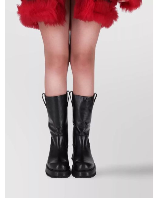 Prada Long Coat With Faux Fur Trim in Red | Lyst UK