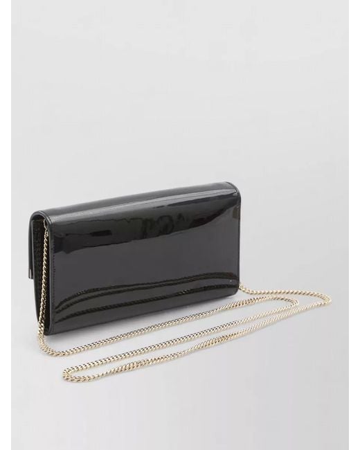 Jimmy Choo Emmie Clutch Patent Leather Envelope Chain in Black | Lyst UK