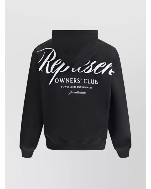 Represent Adjustable Button Hood Cotton Kangaroo Hoodie in Blue for Men | Lyst UK