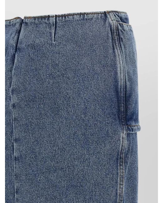 Magda Butrym High Waist Skirt Floral Detail Slit in Blue | Lyst UK