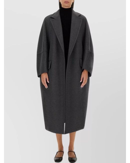 Max Mara Oversized Long Coat Notched Lapels in Black | Lyst UK