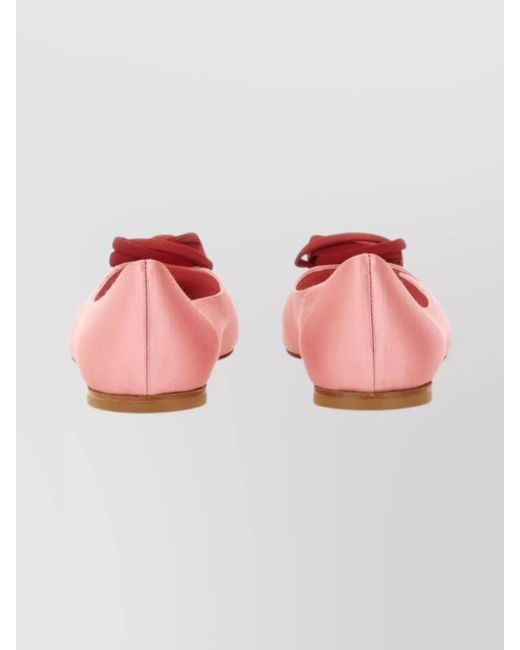 Roger Vivier Floral Pointed Toe Ballerina Flat Shoes in Red | Lyst UK