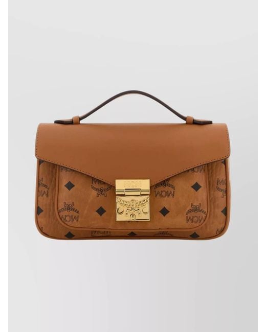 MCM Canvas Tracy Shoulder Bag With Hardware in Brown | Lyst UK
