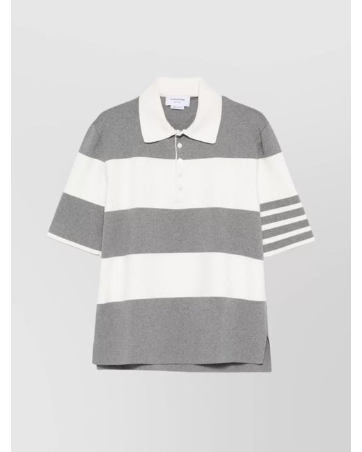 Thom Browne Polo Shirt With Short Sleeves And Side Slits in Gray for ...