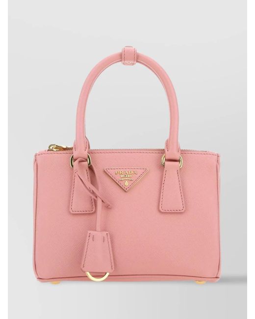 Prada Mini Galleria Saffiano Leather Handbag in Pink | Lyst UK