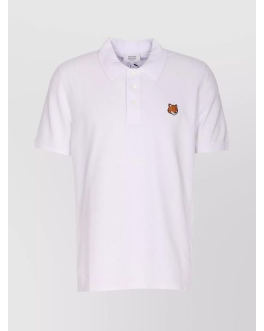 Maison Kitsuné Polo Shirt With Fox Head Patch And Collar in White for ...