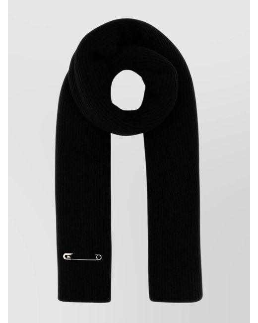 Balenciaga Pure Wool Ribbed Texture Scarf in Black for Men | Lyst