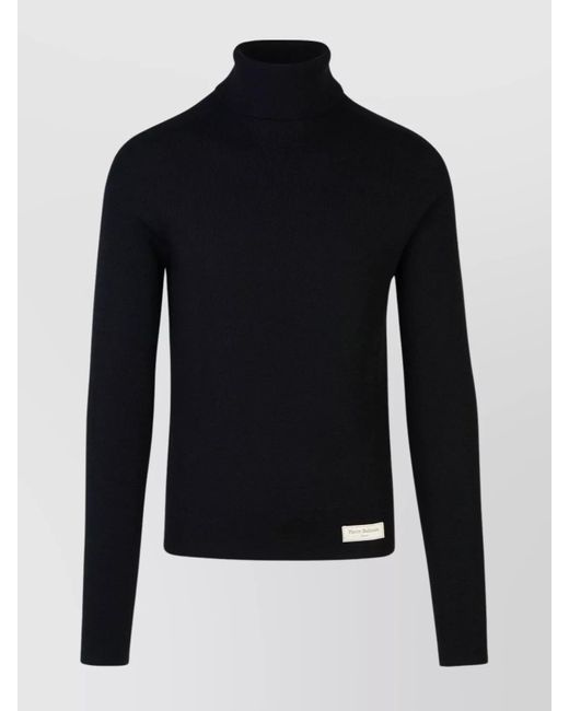 Balmain Wool Turtleneck Sweater Ribbed Texture in Blue for Men | Lyst
